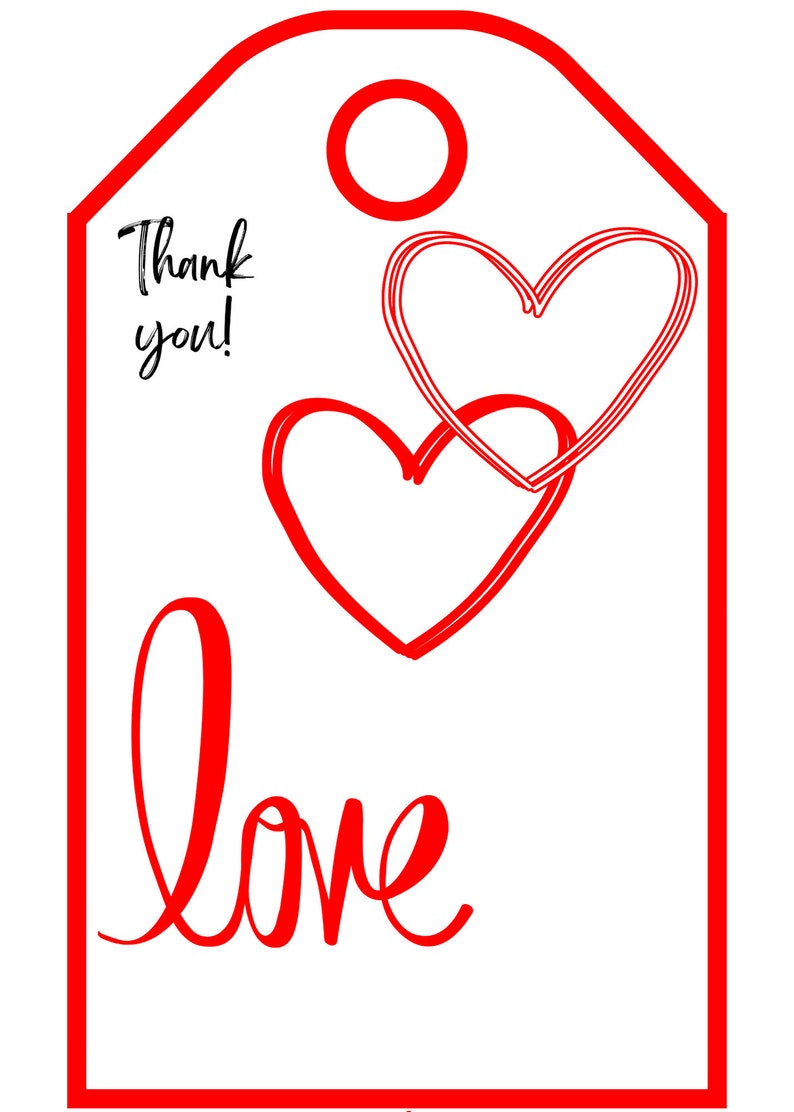 Valentine's Printable Thank You Tags - Etsy