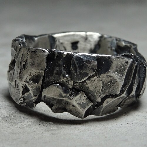 Chunky Silver Ring With a Flower Pattern and Other Handmade | Etsy