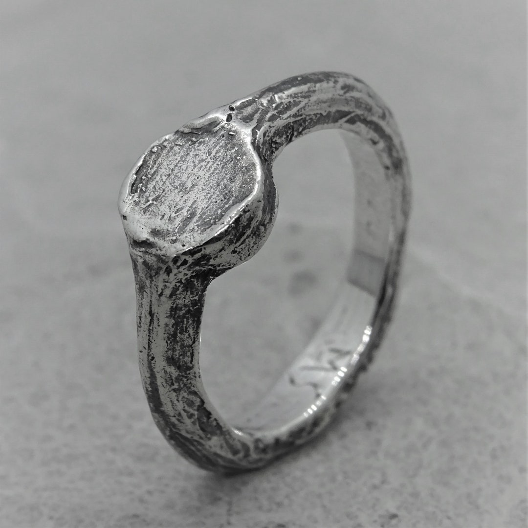 Moon Ring - Handmade Molten Minimalistic Silver Ring With a Light ...