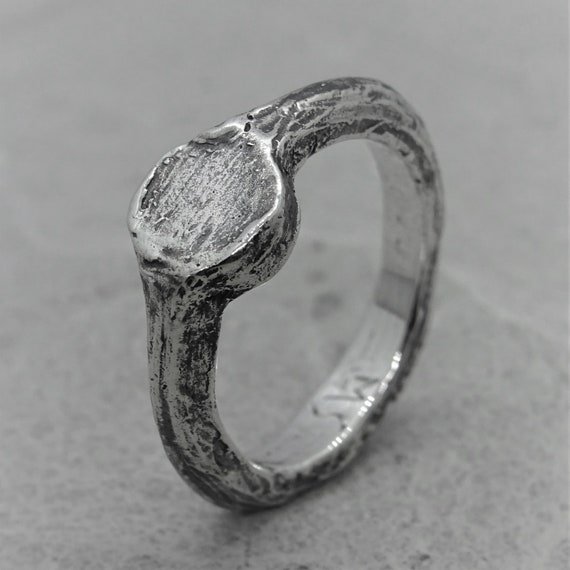 Moon Ring Handmade Molten Minimalistic Silver Ring With a - Etsy