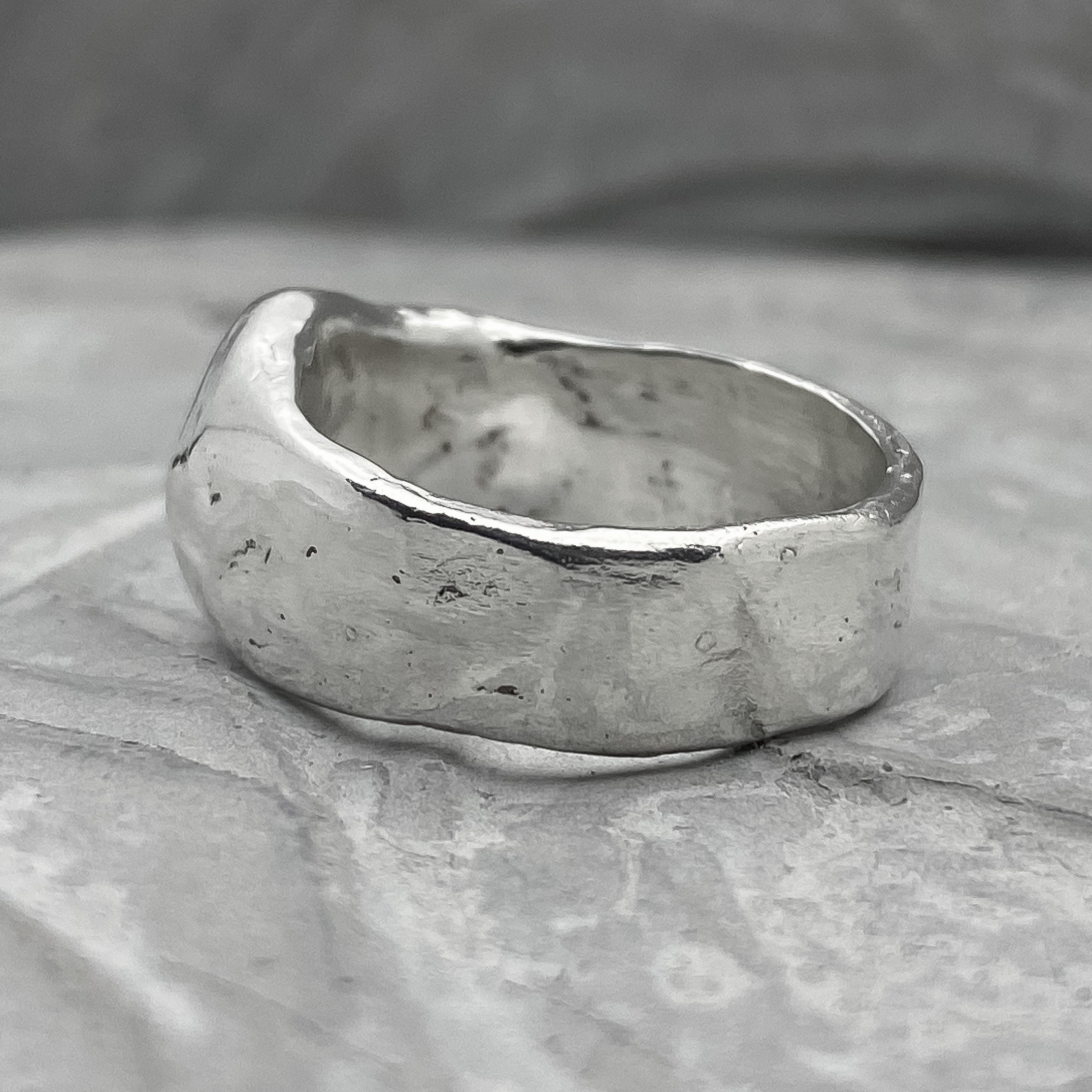 Liquid Ring-wide Band of Silver Resembles Liquid | Etsy