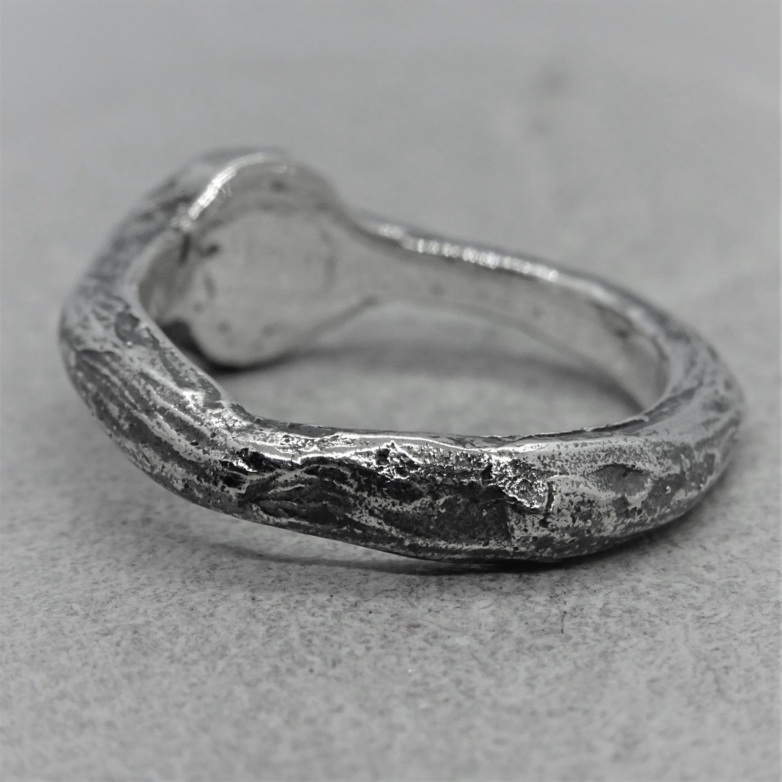 Moon ring handmade molten minimalistic silver ring with a | Etsy