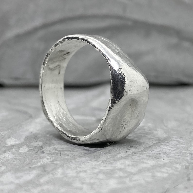 Liquid Ring-wide Band of Silver Resembles Liquid | Etsy