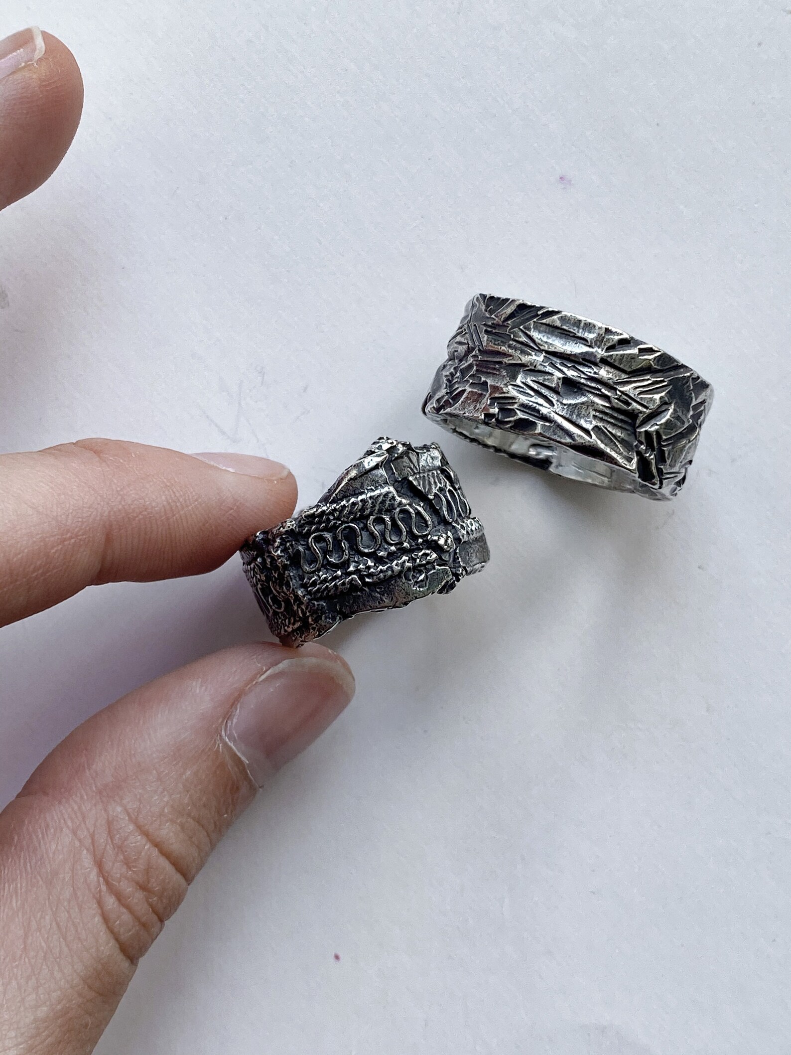 SILVER STONE Extra-wide Ring for Men Rough Stone | Etsy