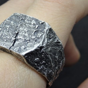CRACK Ring-brutal Silver Cracked Ring for Men and Women. Rough Handmade ...