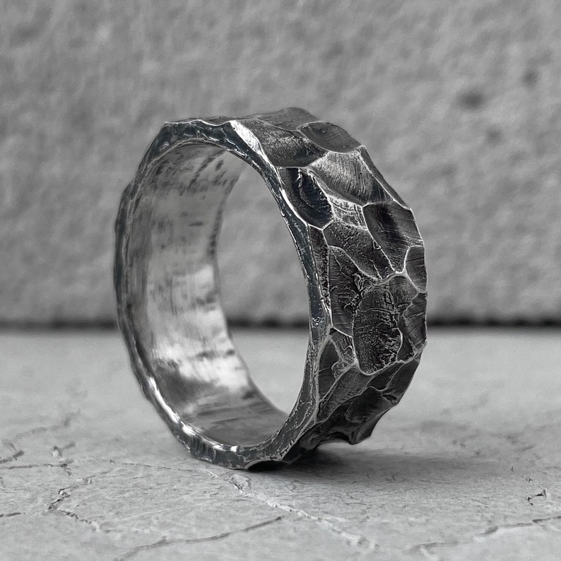 WAVE Ring-mens Ring With Volcanic Oxidation Unusual Gift for | Etsy