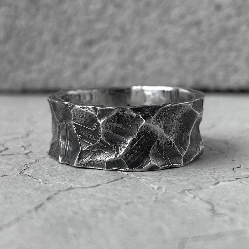 WAVE Ring-mens Ring With Volcanic Oxidation Unusual Gift for | Etsy