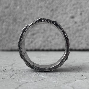 WAVE Ring-mens Ring With Volcanic Oxidation, Unusual Gift for Him ...
