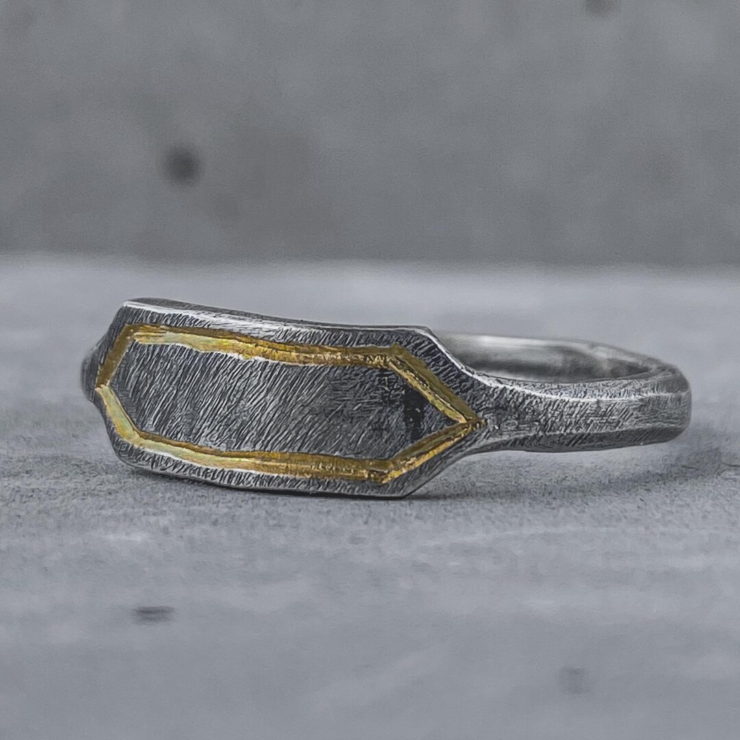 Frame Ring- Elegant Light Silver Ring With a Soft Scratched Texture and ...