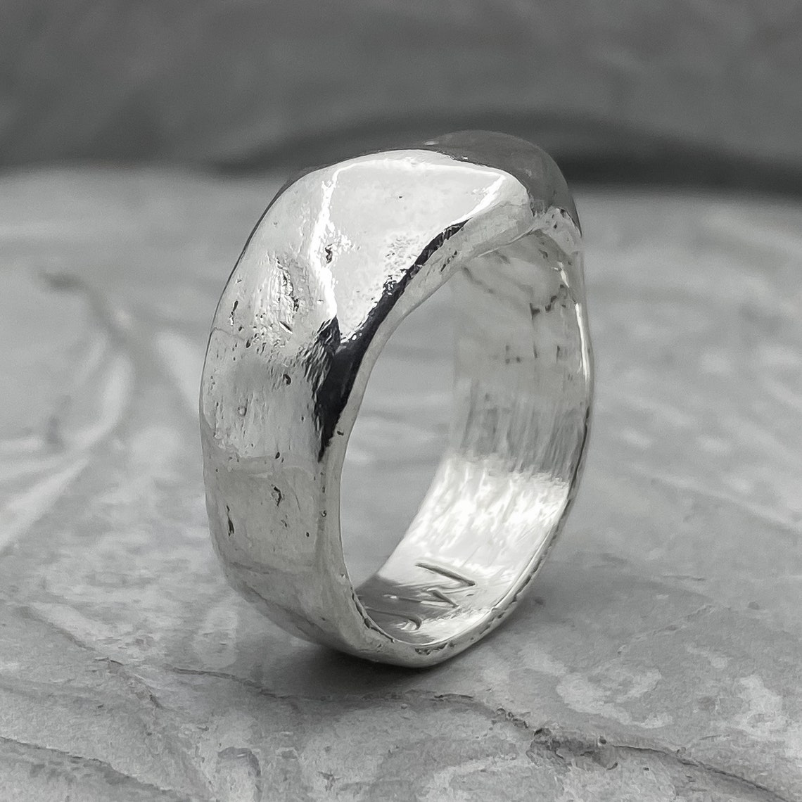 Liquid Ring-wide Band of Silver Resembles Liquid | Etsy