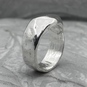 Liquid Ring-wide Band of Silver Resembles Liquid Metal.minimalist ...