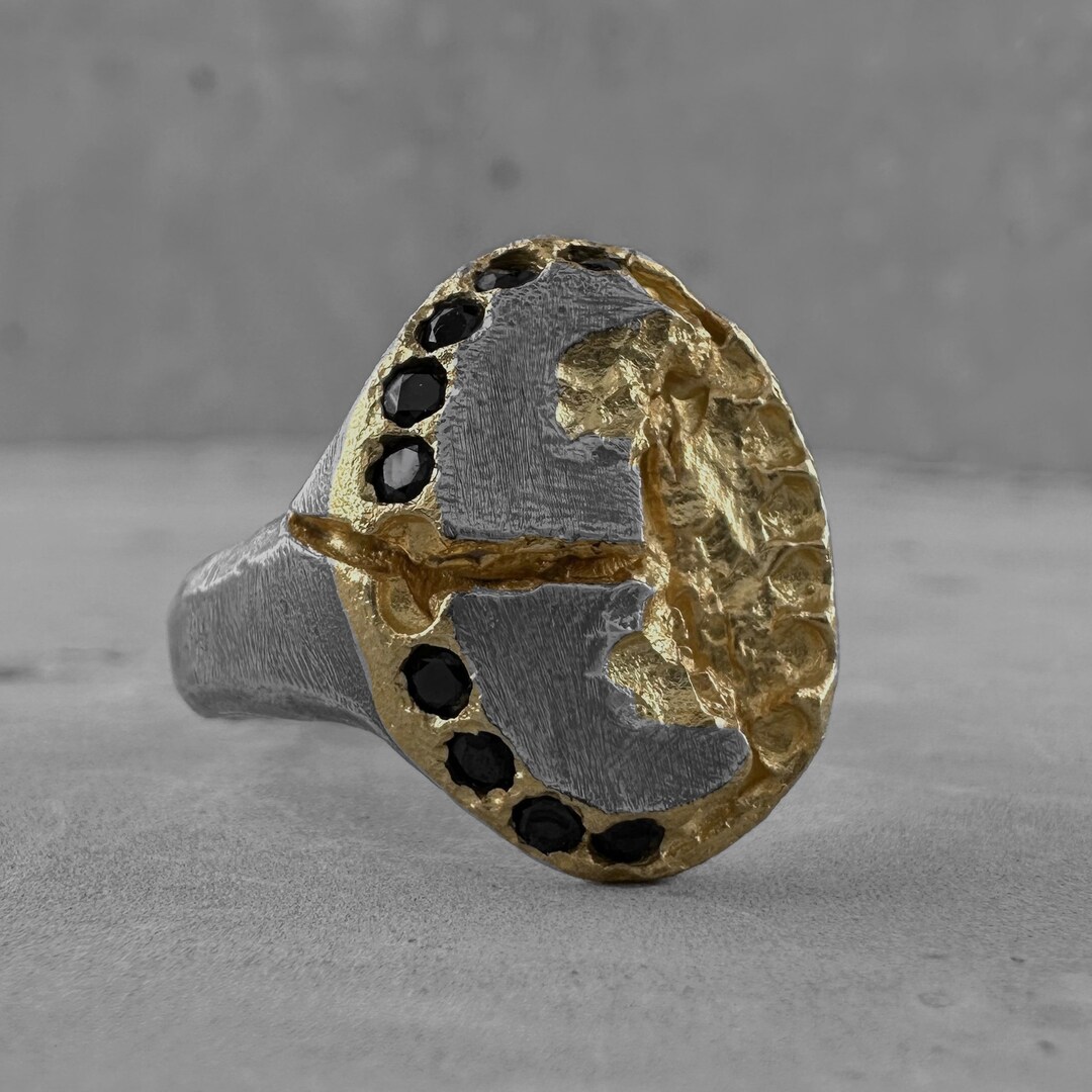 The Pompeii Ring is an Oval Sculptural Ring With 9 Black Diamonds and ...