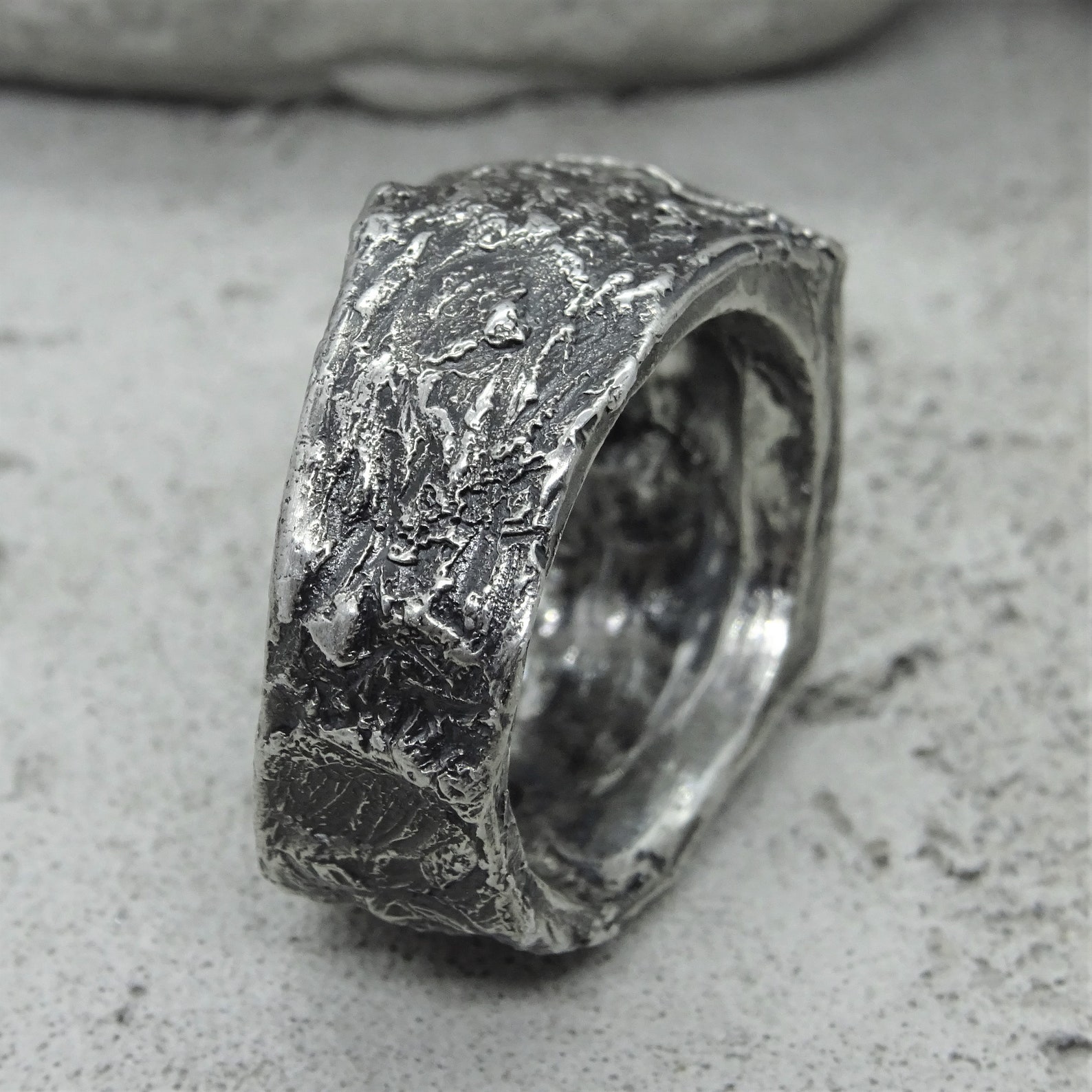 CRACK Ring-brutal Silver Cracked Ring for Men and Women. Rough - Etsy