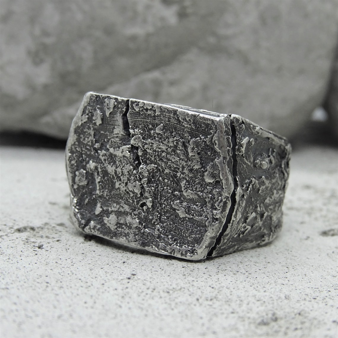 CRACK Ring-brutal Silver Cracked Ring for Men and Women. Rough - Etsy