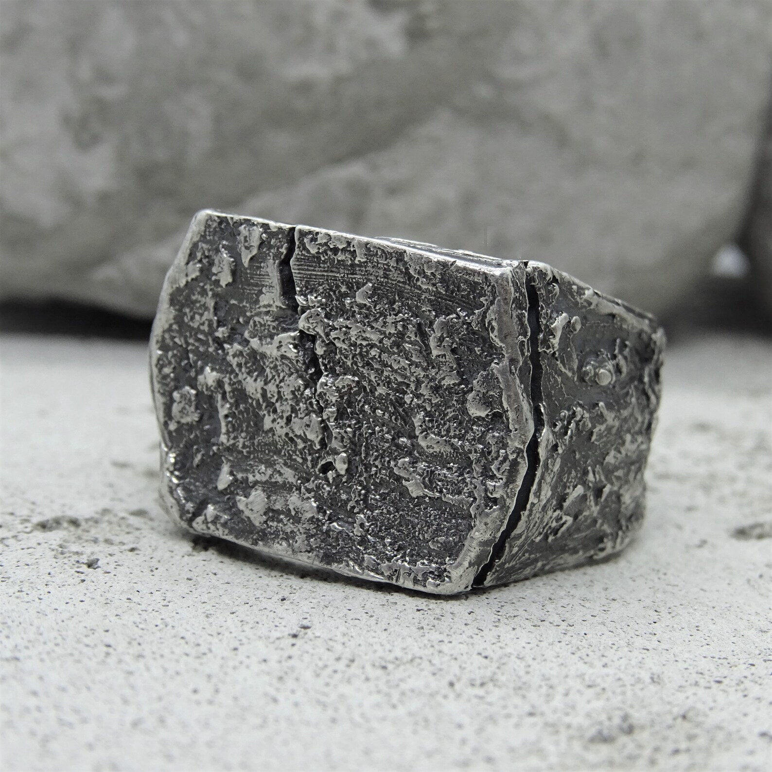 CRACK Ring-brutal Silver Cracked Ring for Men and Women. Rough - Etsy