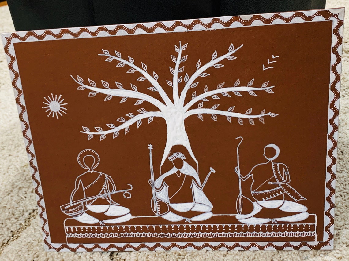 The trinity of Carnatic music painting on 1411 canvas | Etsy