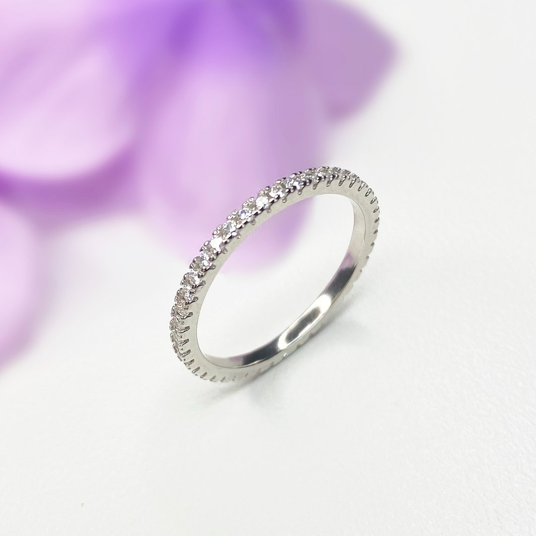 1.8mm Full Eternity Ring: Thin Sterling Silver and Cubic Zirconia ...