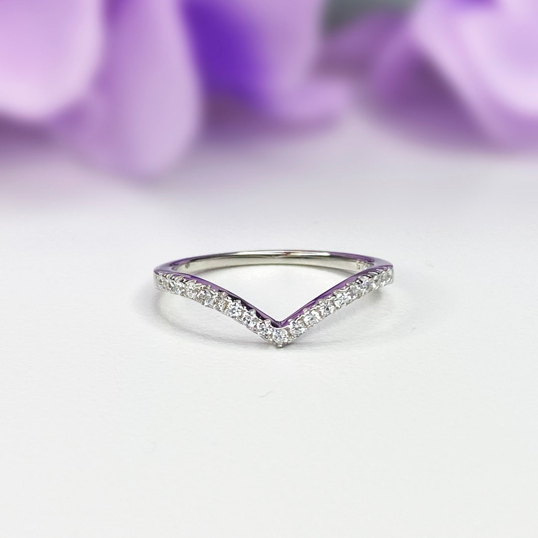 Wishbone Ring Silver Chevron Rings Women. Stacking Wedding Band Wish ...