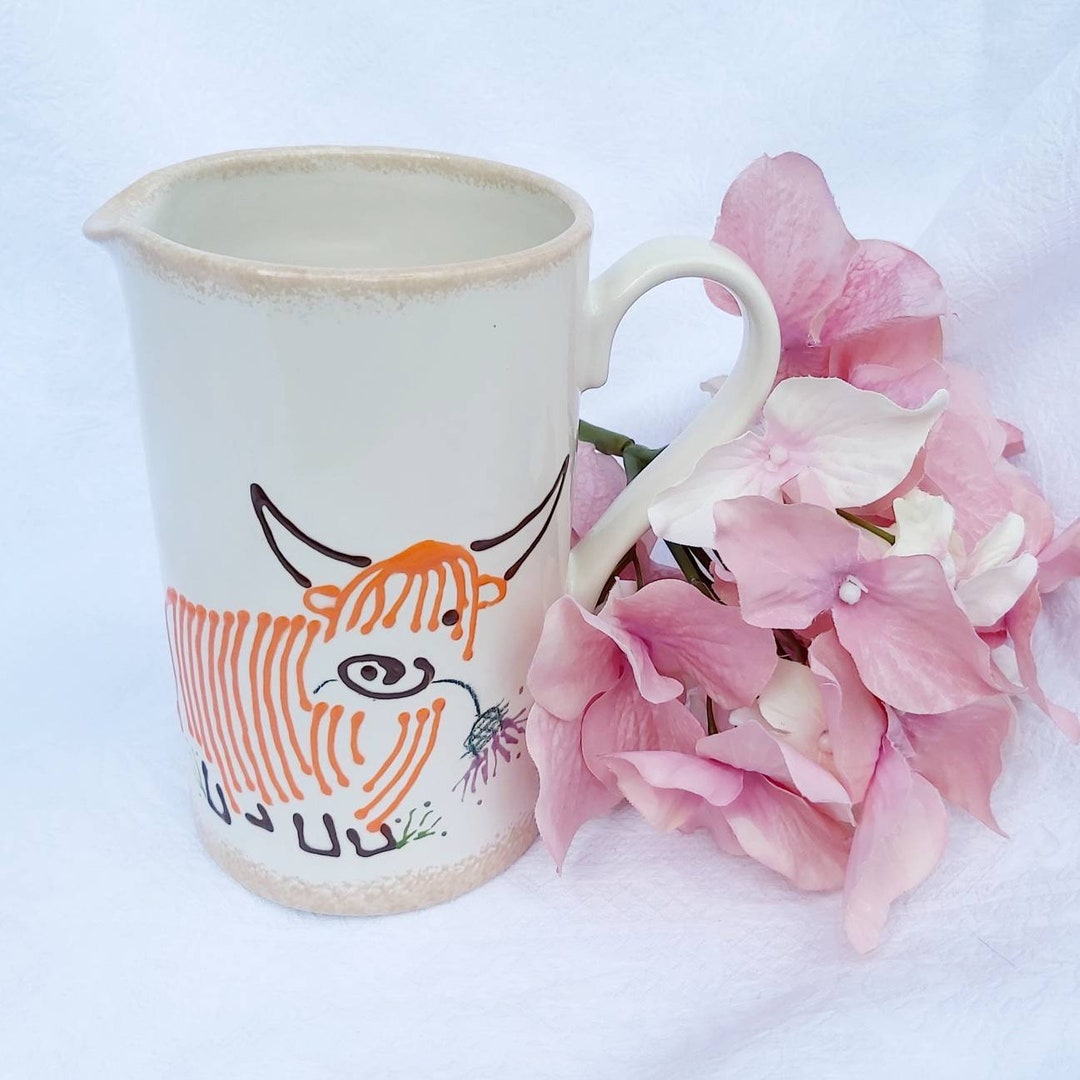 Highland Cow Jug/vase. 0.5 Litres. Farmhouse Design,gift Birthday ...