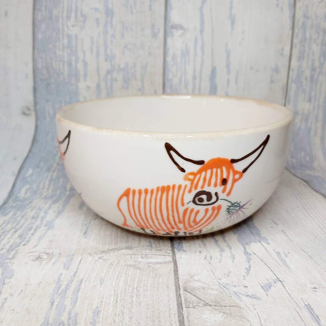 Highland Cow Bowl: Hand-painted Farmhouse Kitchen Decor, Country House ...