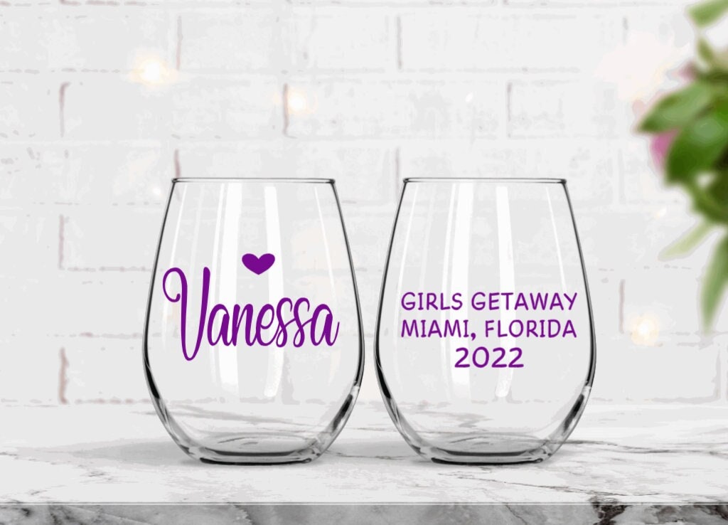 Girls Getaway Wine Glasses Best Friend Glasses Girls Weekend | Etsy