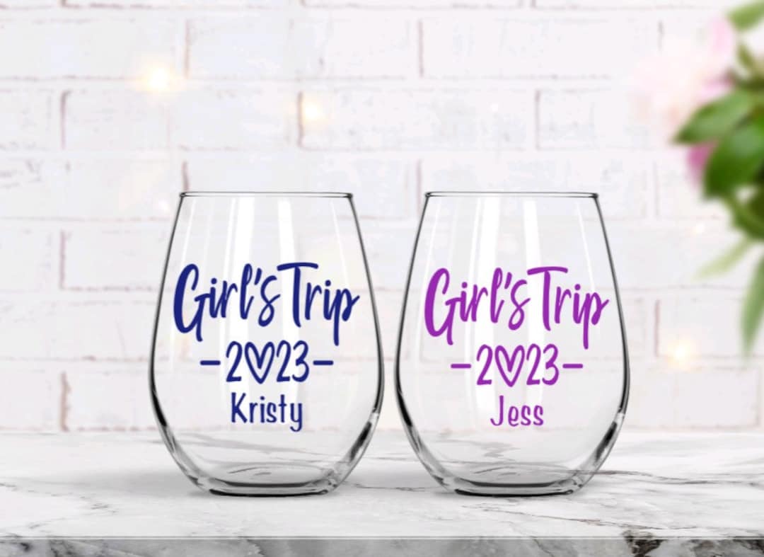 Girls Trip Wine Glasses Personalized Girls Trip Cups Girls Trip Favors Girls Vacation Girls