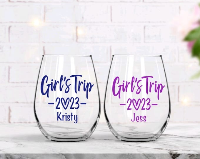 Girls Trip Wine Glasses, Girls Trip Gifts, Girls Getaway Wine Glass ...