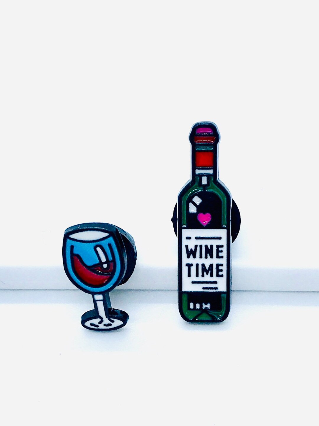 Wine Time Bottle and Glass Pin Badge Lapel Set Ideal Birthday - Etsy