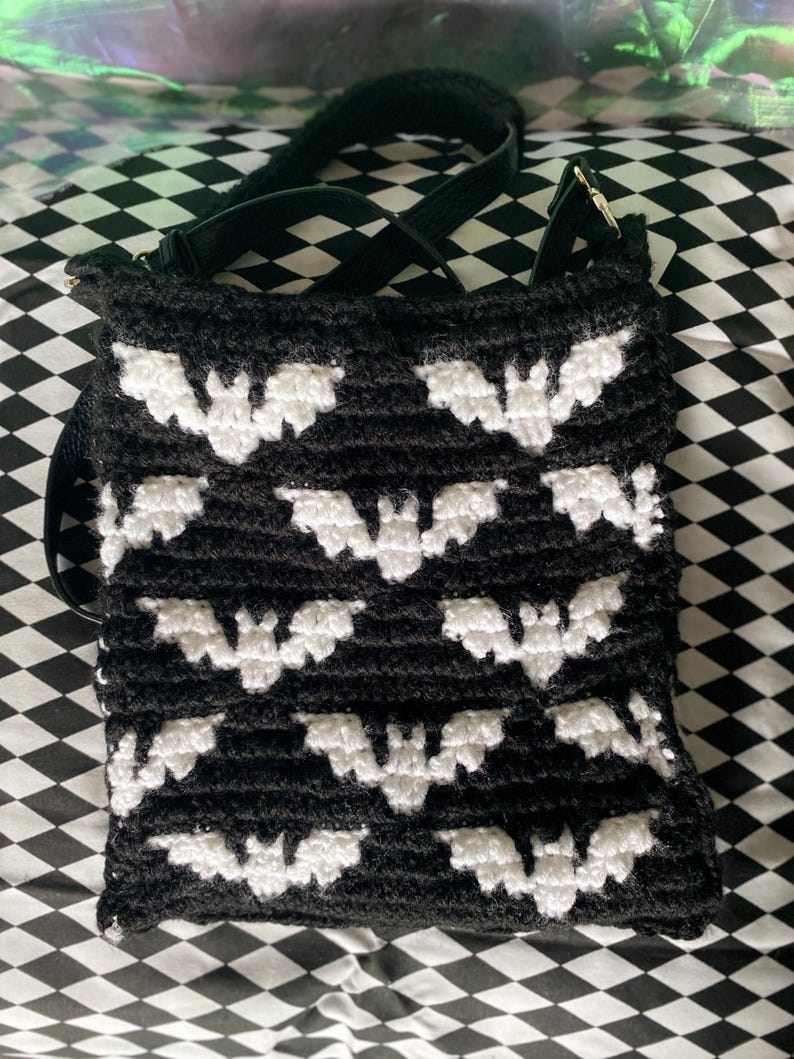 Bats! Mosaic Crochet Bag - Etsy
