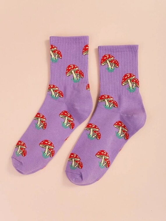 Mushroom Socks Womens Socks Mushroom Socks Toadstool | Etsy