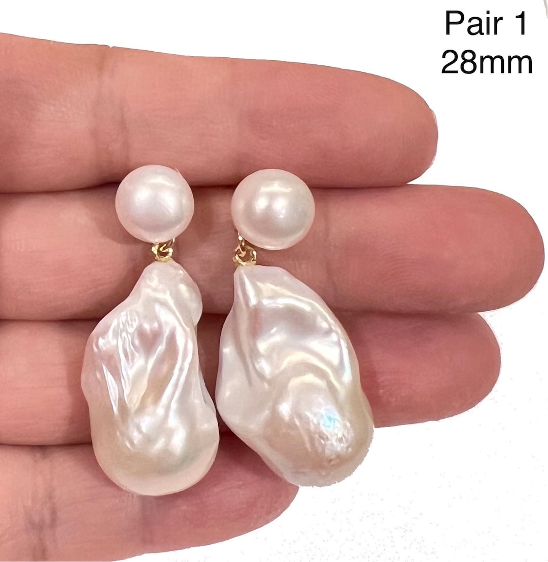 Lange Barock Perle Ohrringe, Weiße Perlen Ohrringe, Grace Kelly Perlenohrringe, Perlenohrringe ...