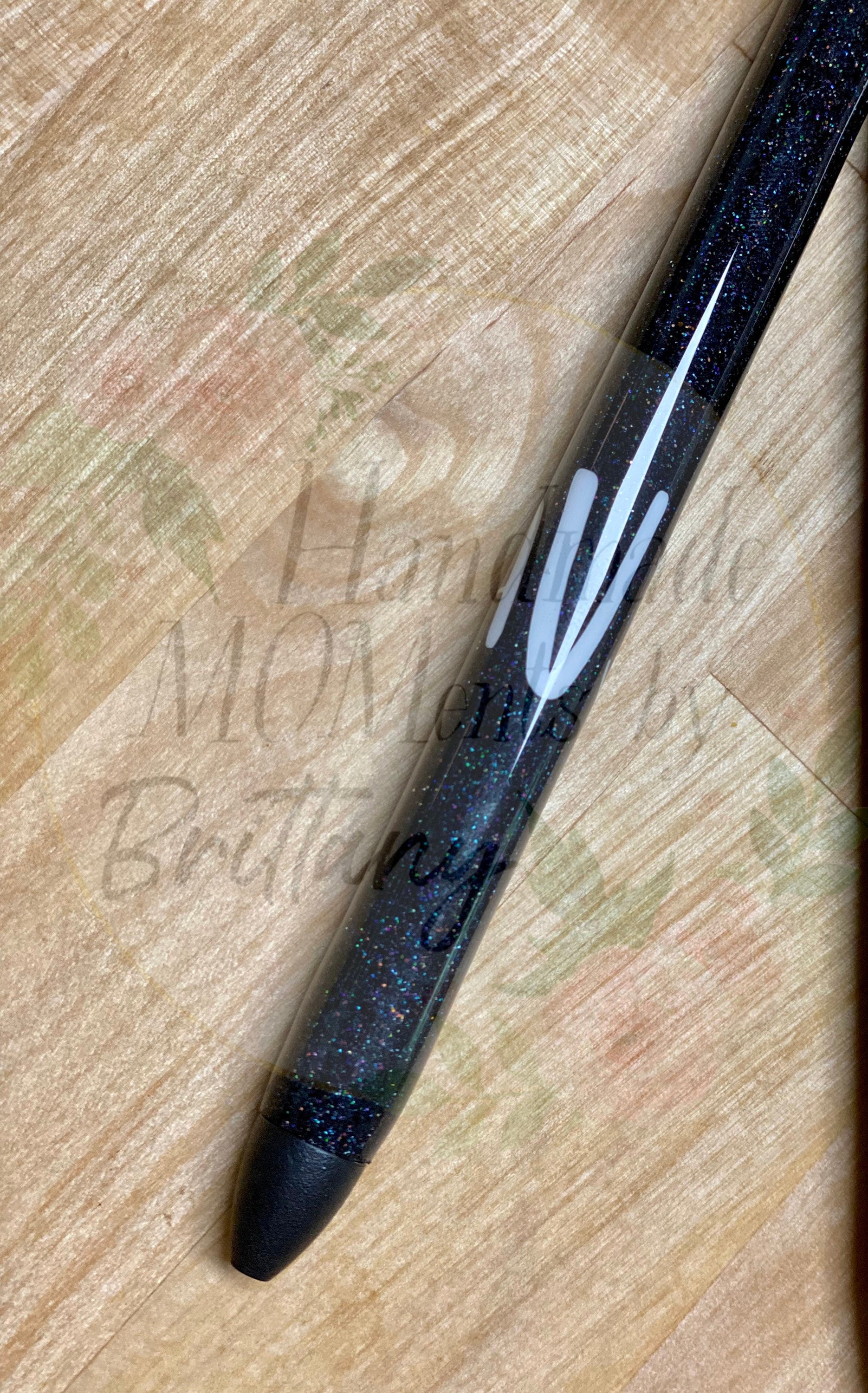 Holographic Black Pen Black Glitter Gel Ink Pen Custom | Etsy