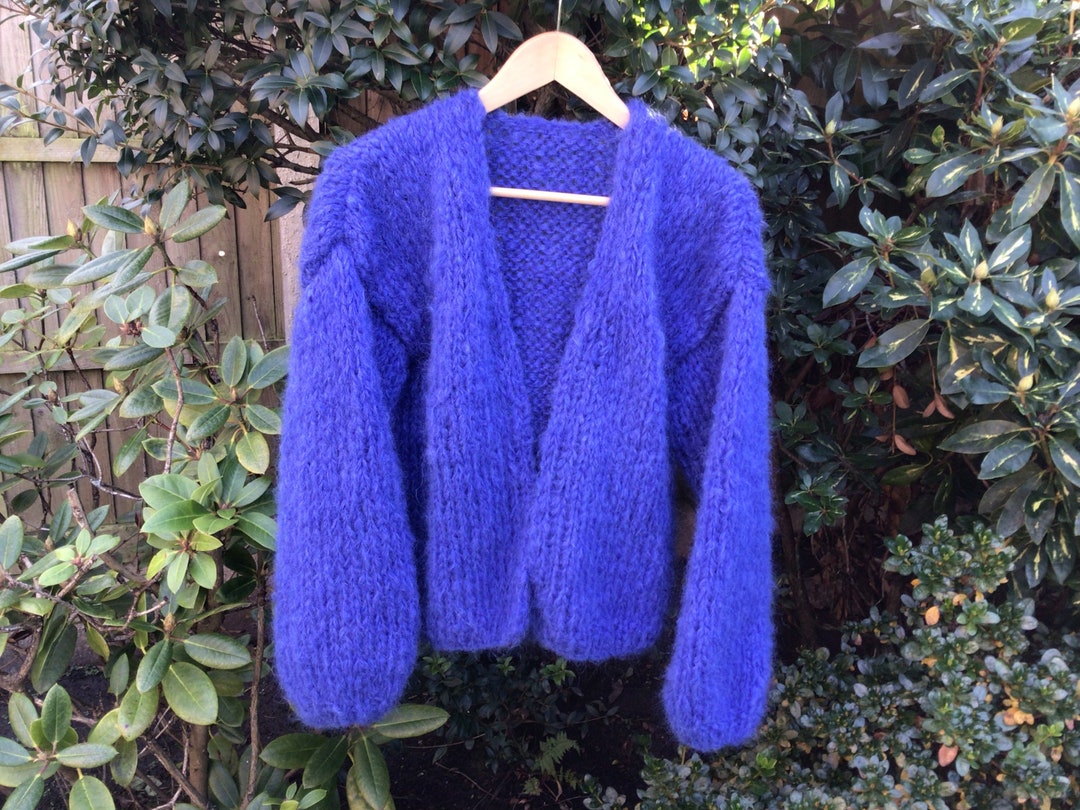 Gorgeous Hand Knitted Chunky Mohair and Alpaca Cardigan. Size 8/10 ...