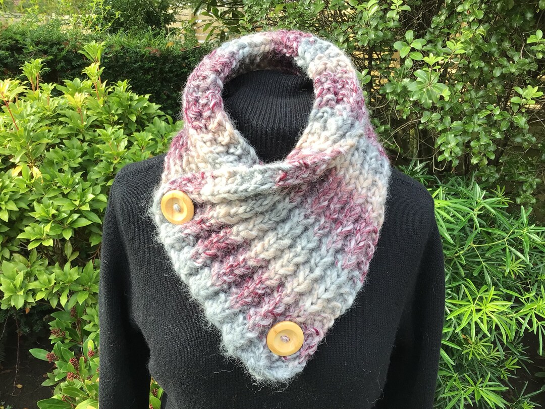 Hand Knitted Chunky Snood With Matching Headband. Mixed - Etsy