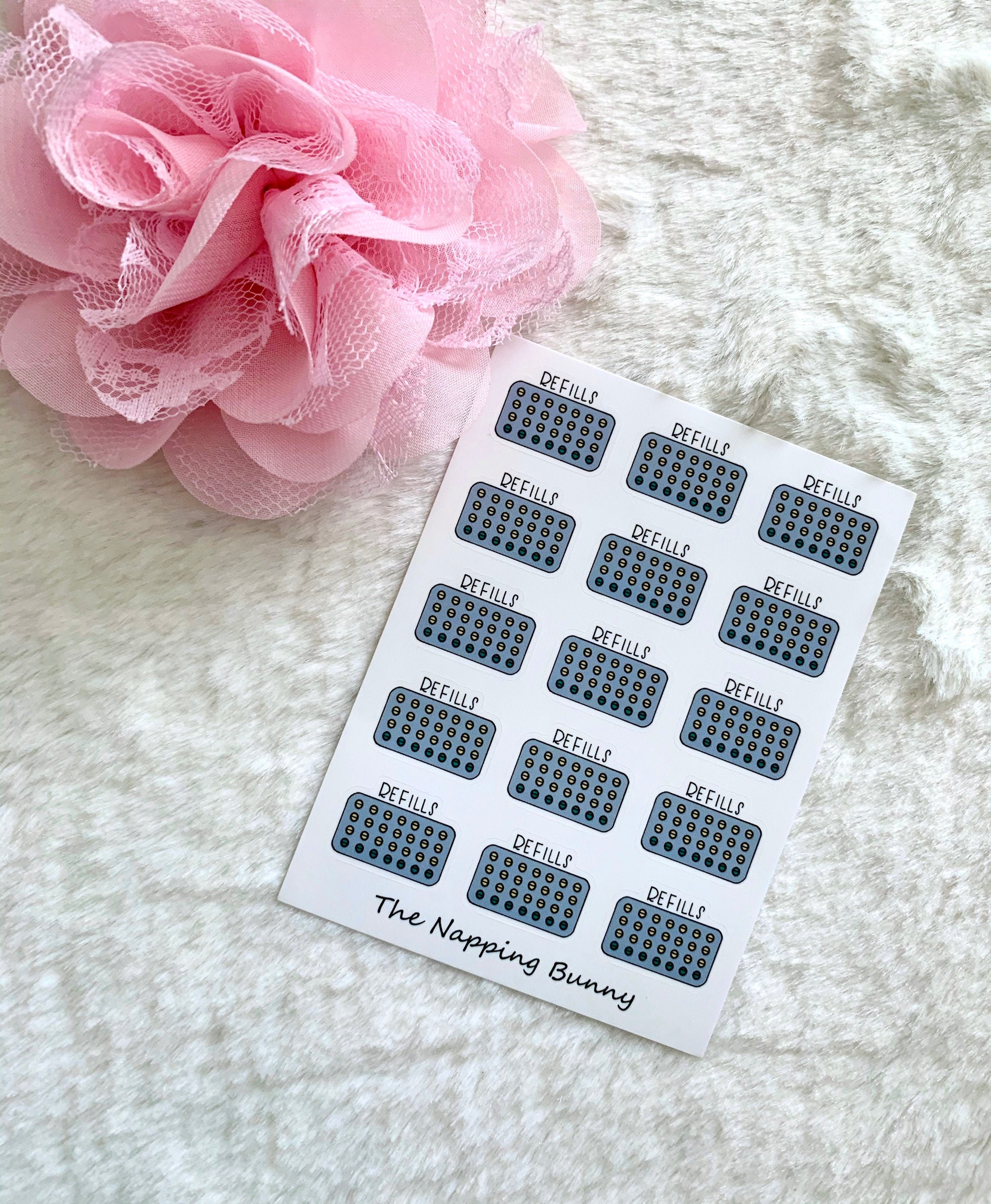 Birth Control Refill Planner Stickers Birth Control Reminder | Etsy
