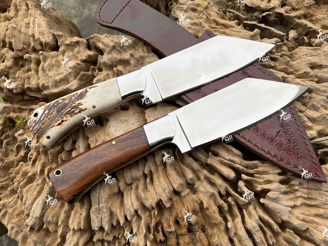 Custom Handmade Fixed Blade Seax Knife With Sheath, Camping, Bushcraft ...