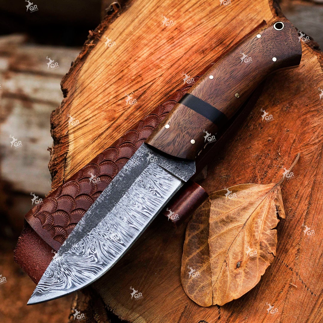 Benutzerdefinierte feste Klinge Damast Jagdmesser, Scandi Grind Messer ...