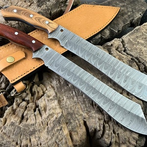 16 Custom Handmade Damascus Steel Machete Knife, Survival Machete for ...