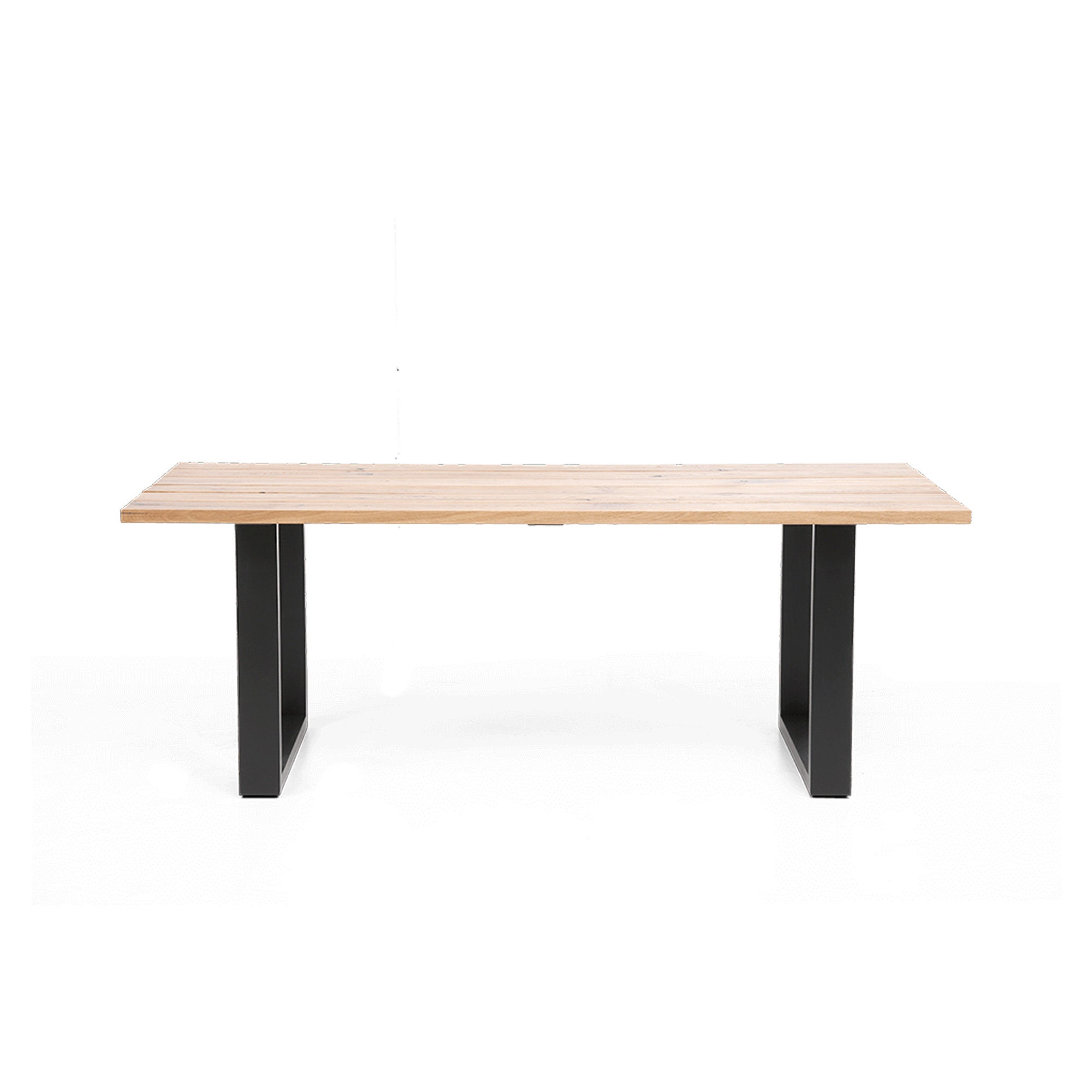 Dining Table Solid Oak Top Black Wood Legs Natural Dining | Etsy