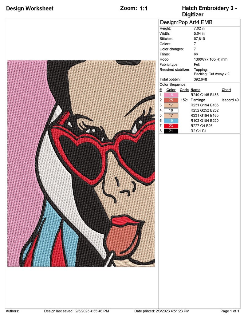 Pop Art Embroidery Design - Etsy