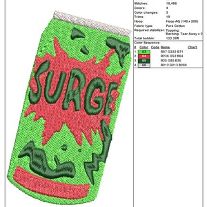 Embroidery Design: 90's Surge Soda Pop - Etsy