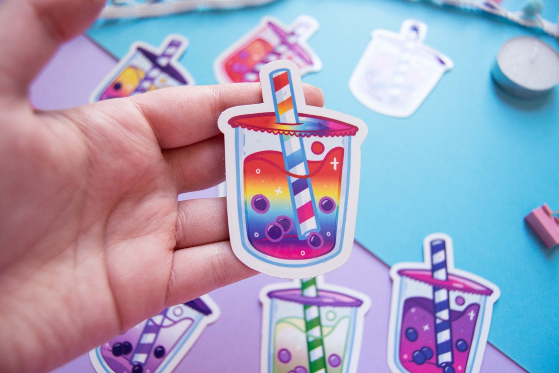 LGBTQIA Pride Boba Tea Stickers // Trans Gay Lesbian - Etsy