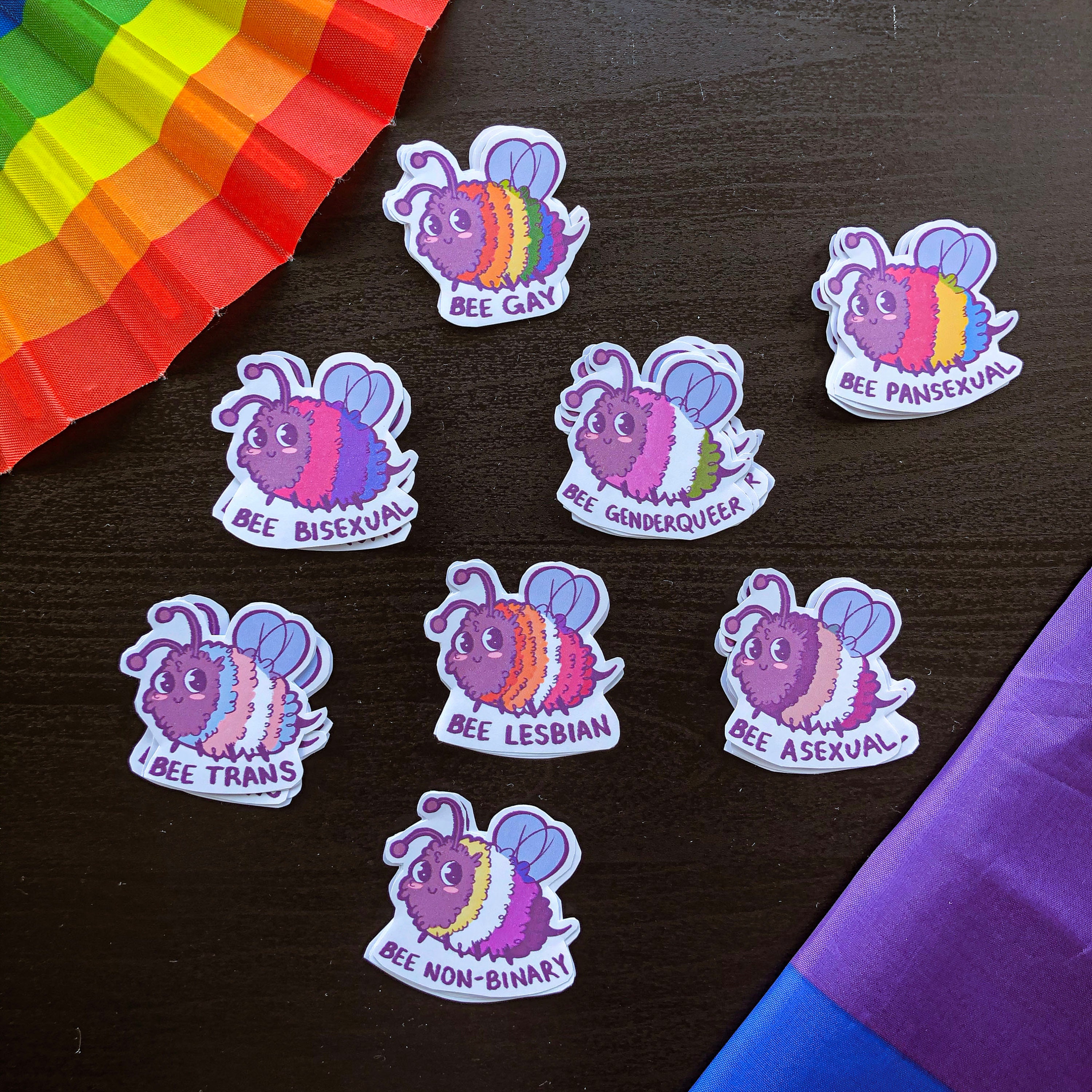 LGBTQ Pride Flag Bee Stickers | Etsy