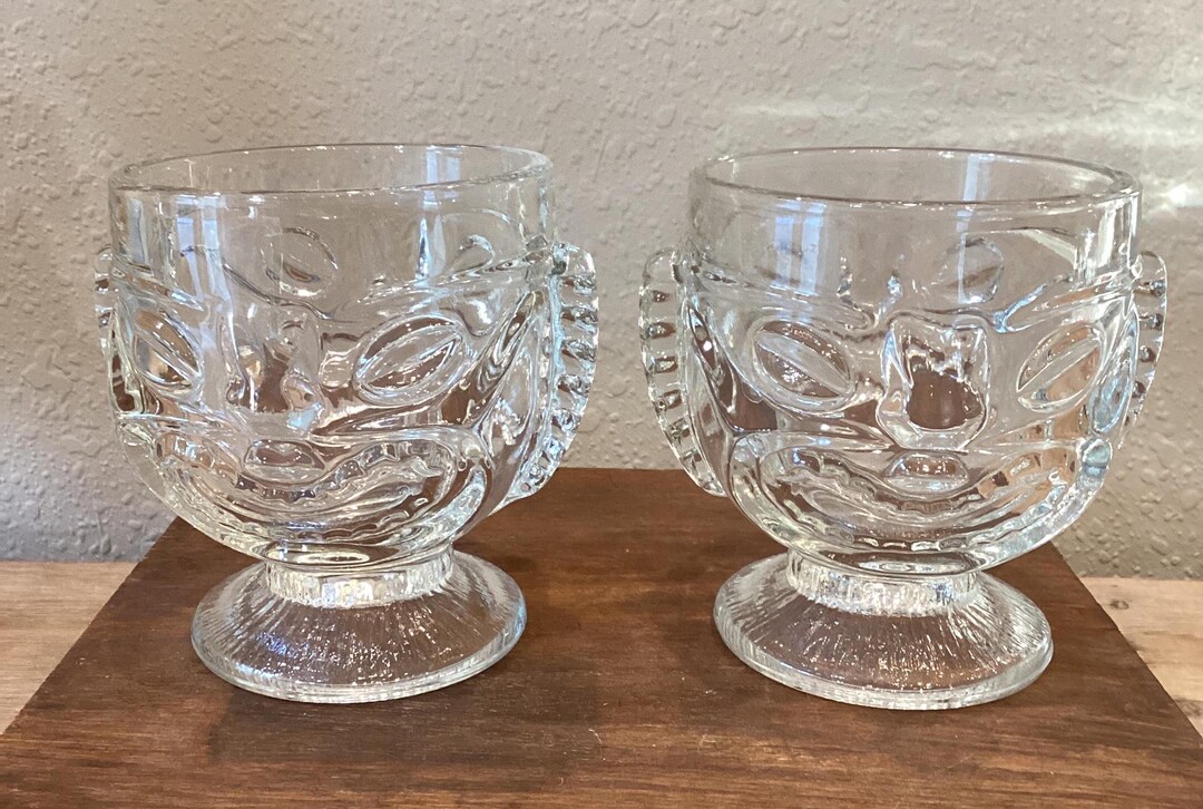 Pair of Heavy Glass Tiki Mugs - Etsy