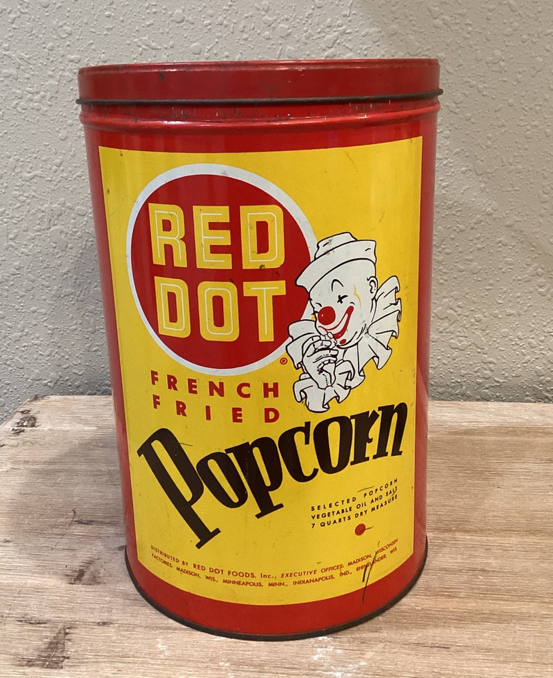 Vintage Red Dot French Fried Popcorn Tin - Etsy