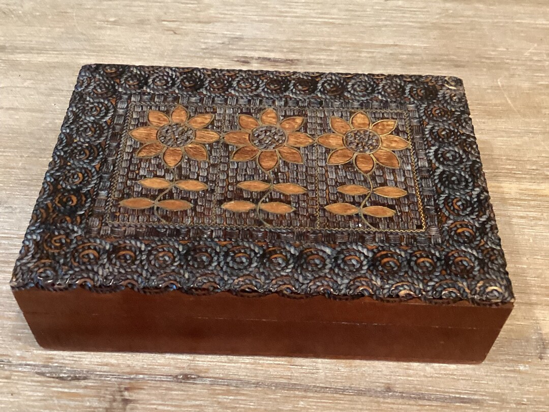 Vintage Carved Wooden Box Made in Poland - Etsy