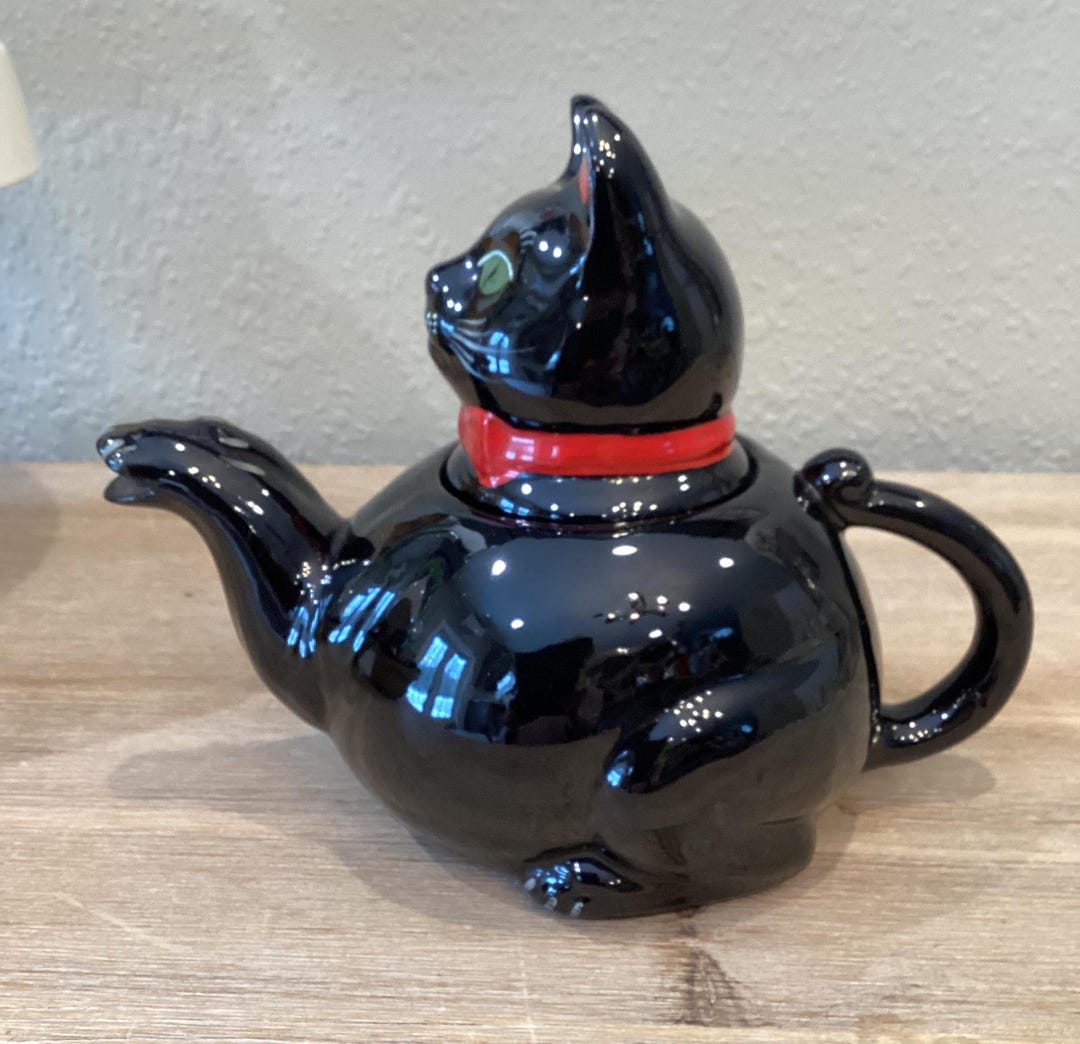 Vintage Shafford Black Cat Teapot - Etsy