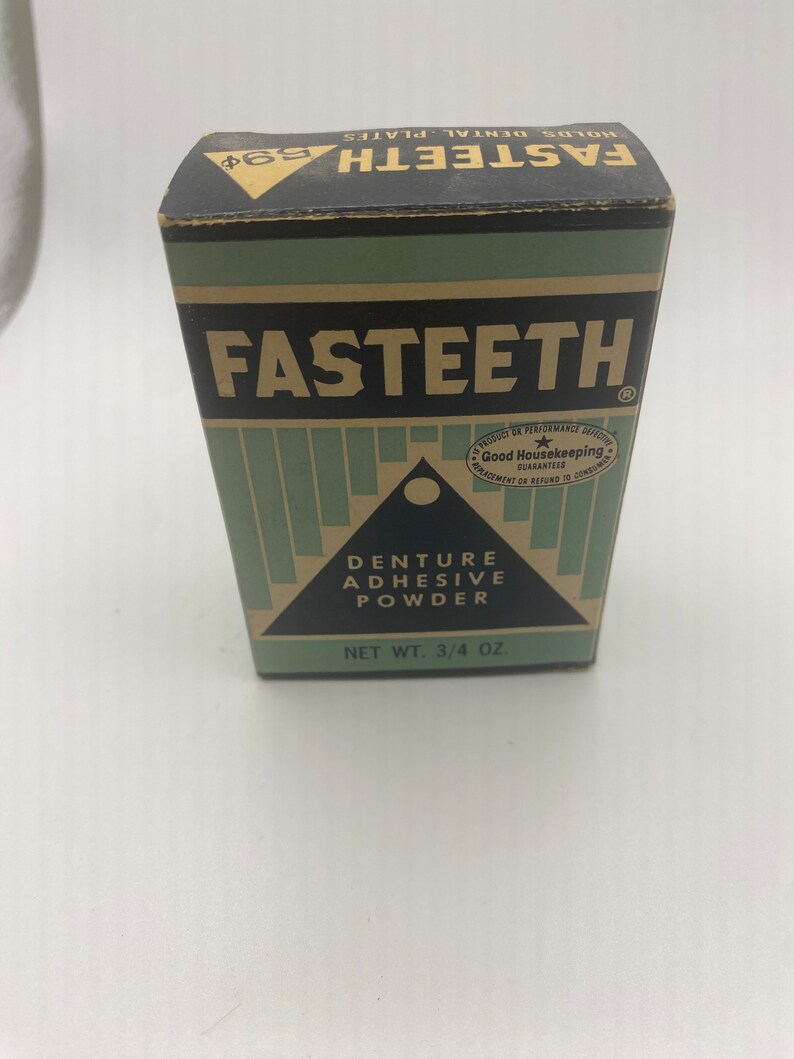 Vintage Fasteeth Denture Powder Tin and Box - Etsy