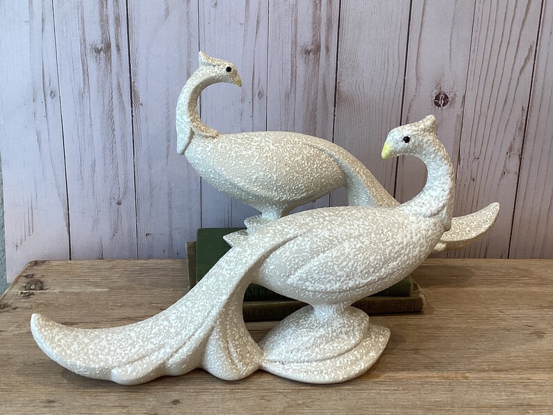 Pair of Mid Century Splatterware Ceramic Peacocks - Etsy
