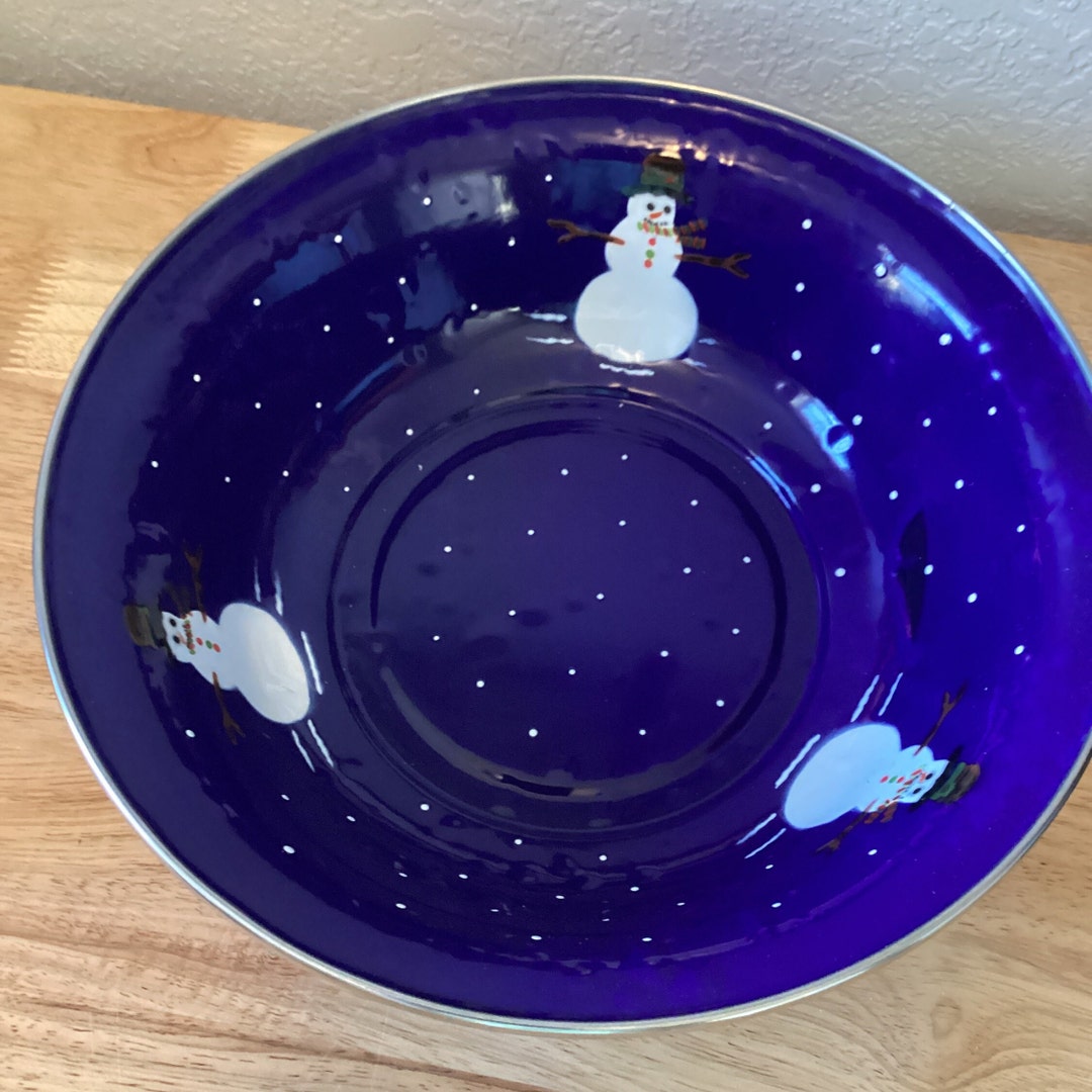 1997 Denise S. Harvey Design Golden Rabbit II Blue Enamel Snowman ...